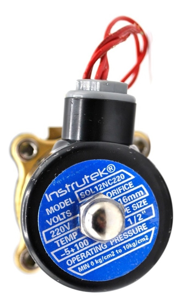 Válvula solenoide normalmente cerrada, cuerpo de latón, conexión a proceso de 1/2" NPT, 220 V ...